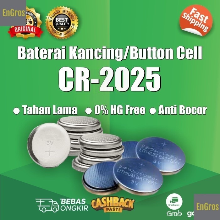 Jual CR2025 Baterai Remot Batere Kancing Button Cell CR 2025 BR2025 ...