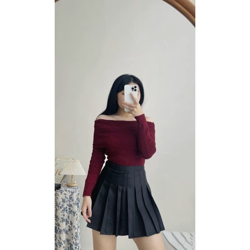 Jual SABRINA TOP RAJUT/ATASAN WANITA RAJUT/PRESSBODY/BAJU ATASAN WANITA KOREAN STYLE | Shopee ...