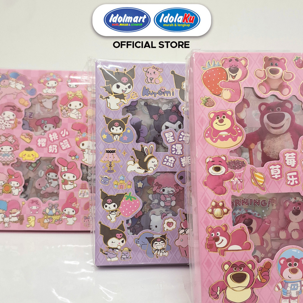 Jual IDOLAKU Stiker Isi 100 Pcs Motif Kartun Kuromi Lotso My Melody ...