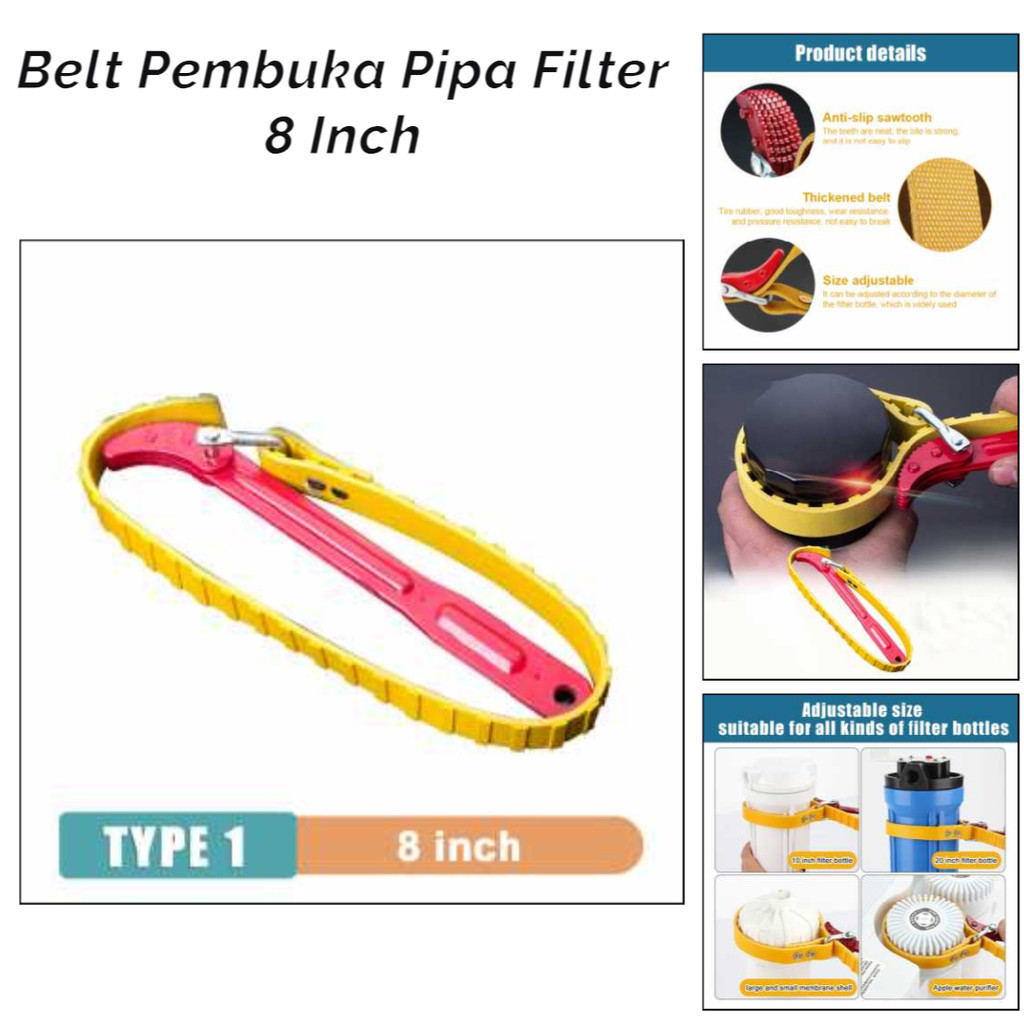 Jual MKKK Alat Pembuka Pipa Filter Belt Wrench Puller Strap 8 Inch ...