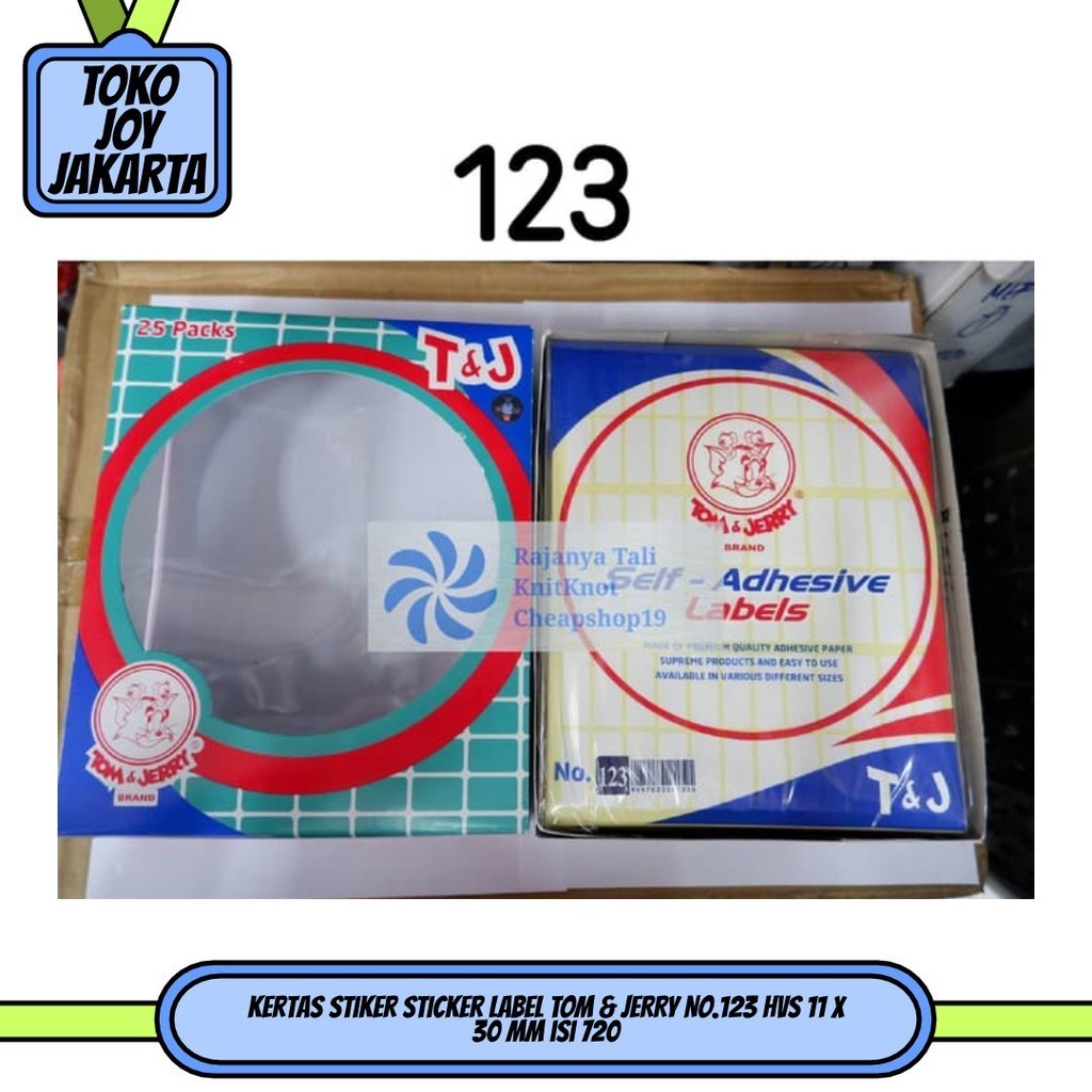 Jual Kertas Stiker Sticker Label TOM & JERRY No.123 HVS 11 x 30 mm isi ...