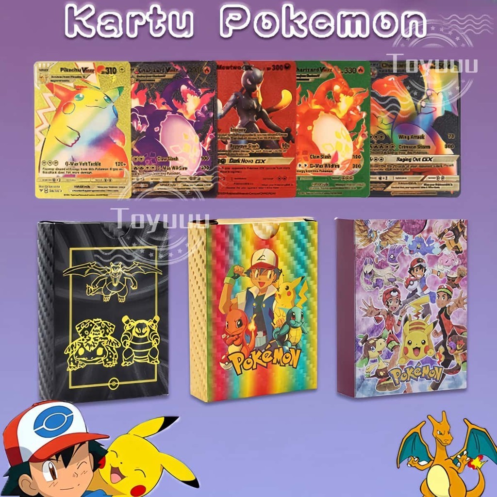 Jual [COD]Kartu Pokemon/Emas Silver Black Inggris Bahasa Kartubox/Anak Koleksi Cards/Charizard ...