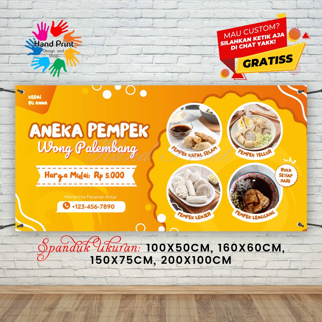 Jual Cetak Spanduk Banner Warung Pempek Kuning MMT Spanduk Custom ...