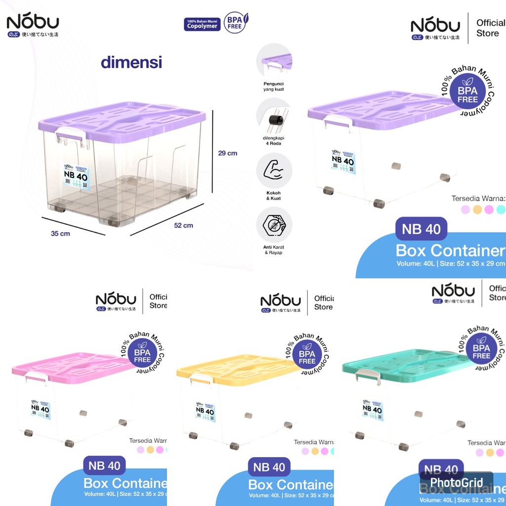 Jual Box Container Nobu 40 Liter (Bening Transparant) - Container Box ...