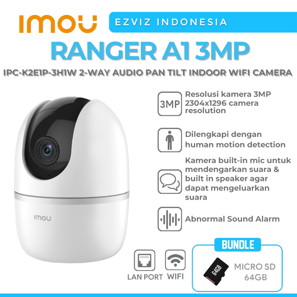 Jual IMOU RANGER A1 3MP IPC-K2E1P-3H1W 2-WAY AUDIO PAN TILT INDOOR WIFI ...
