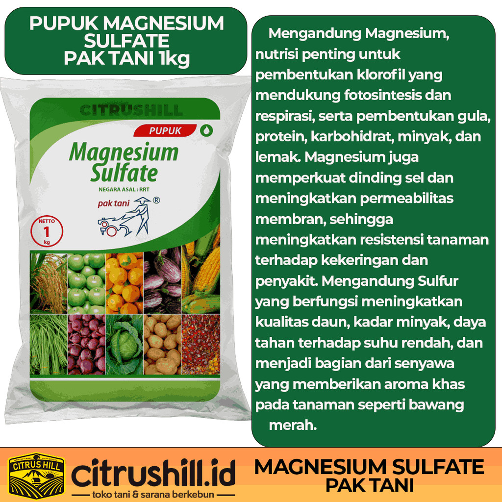 Jual Pupuk Magnesium Sulfat Pak Tani - Kemasan Asli Pabrik 1kg | Shopee ...