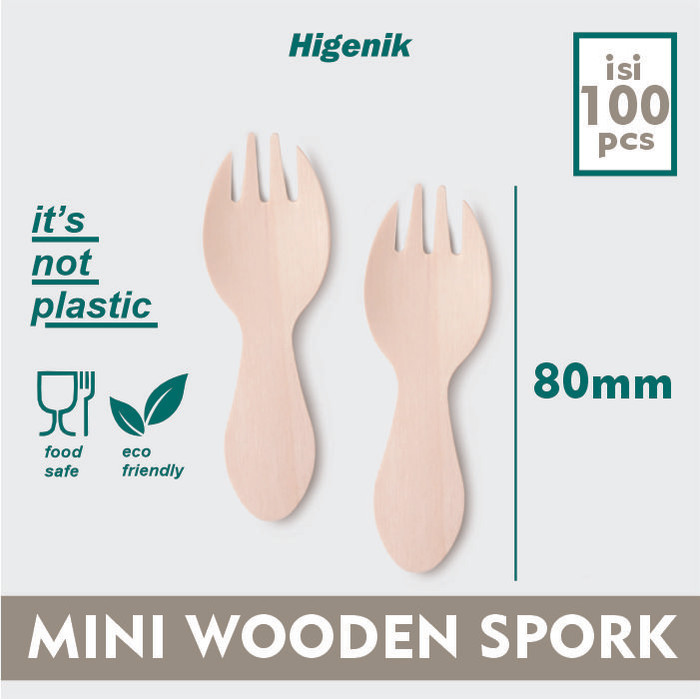 Jual Mini Wooden Spork 8 cm Food Grade / Sendok Garpu Kayu Kecil Sekali ...