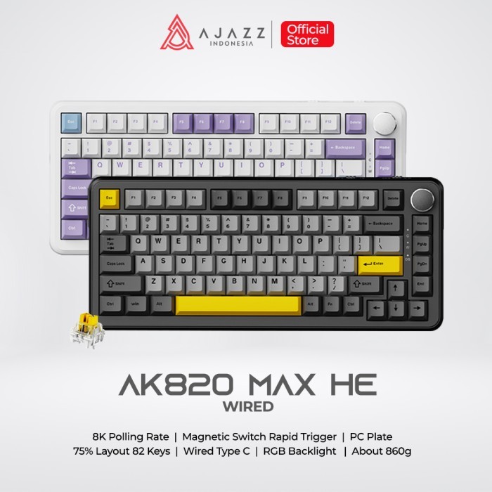 Jual Ajazz AK820 MAX HE 75% Keyboard Gaming Mechanical Magnetic Switch Rapid Trigger Tap SOCD ...