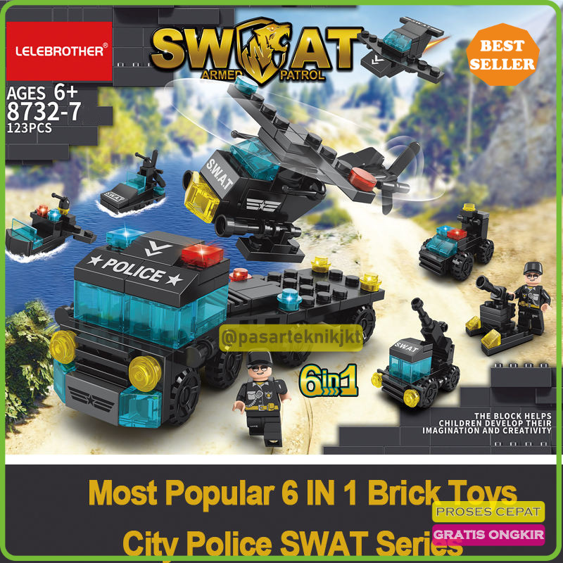 Jual LELE BROTHER Mainan Balok Susun Mobil Tiger SWAT 6in1 LEGO 123 ...