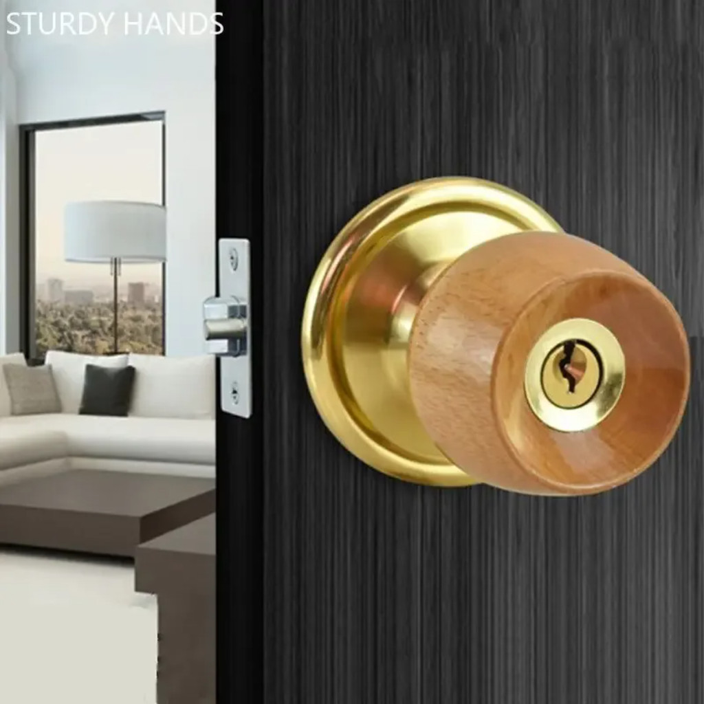 Jual Solid Wood Spherical Handle Lock Bedroom Mute Door Lock Bathroom ...
