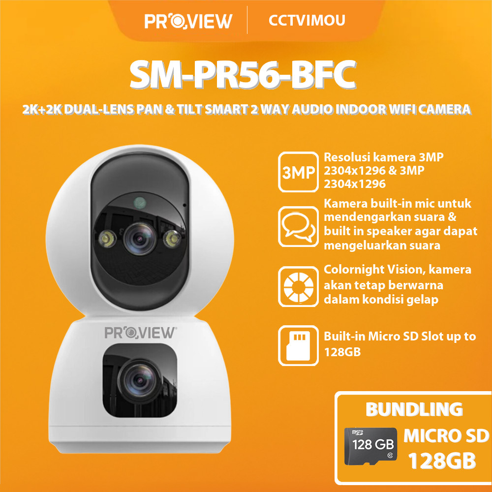 Jual PROVIEW SM-PR56-BFC (3MP&3MP) 2K+2K DUAL-LENS PAN & TILT SMART 2 ...