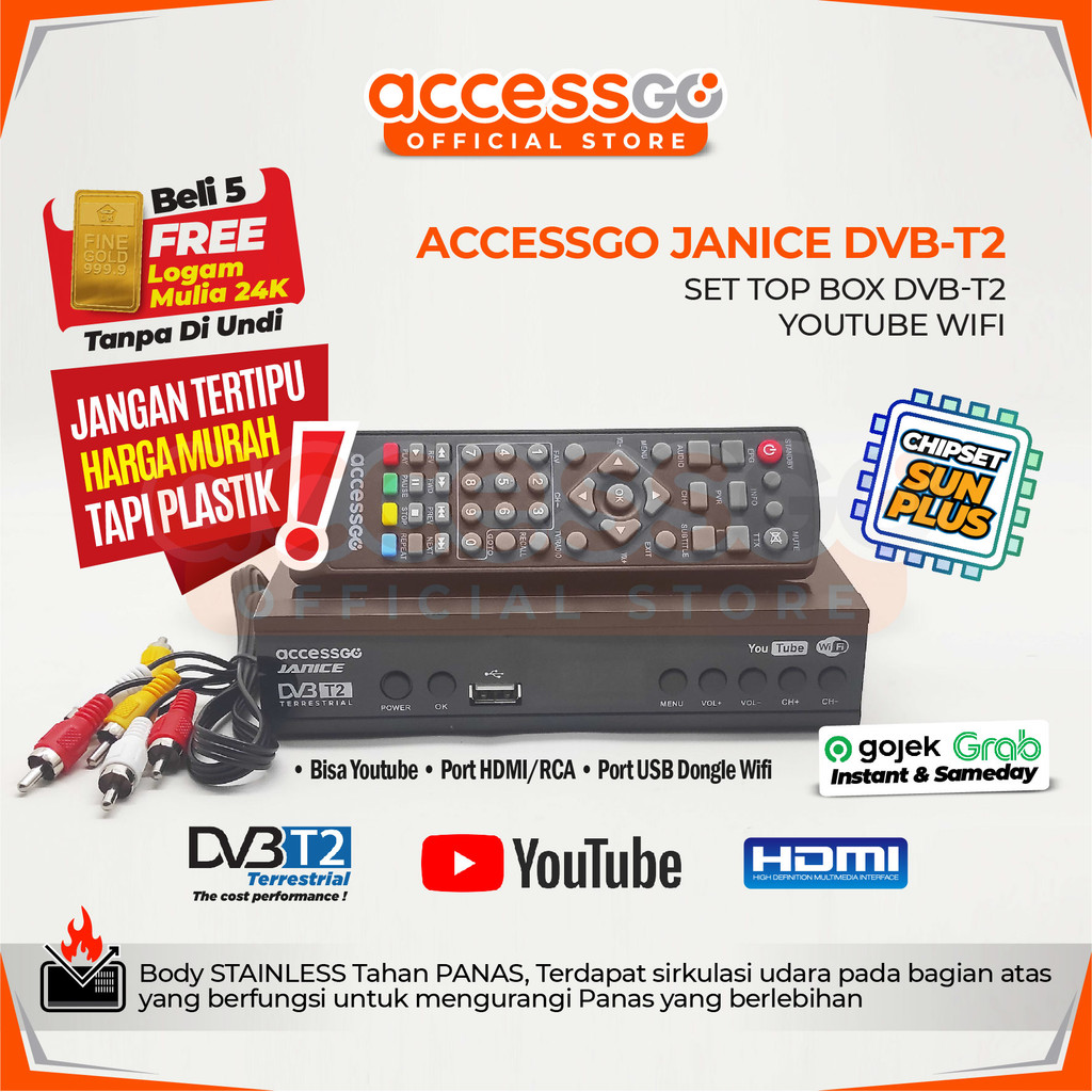 Jual PROMO 6.6 Set Top Box STB DVB-T2 Wifi AccessGo Body Full Metal ...