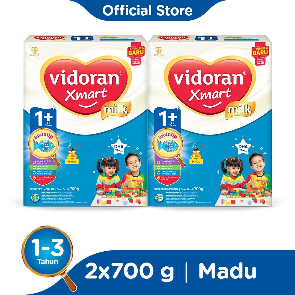 Jual (2 BOX) vidoran Xmart 1+ All Variant 700gr Susu Formula ...