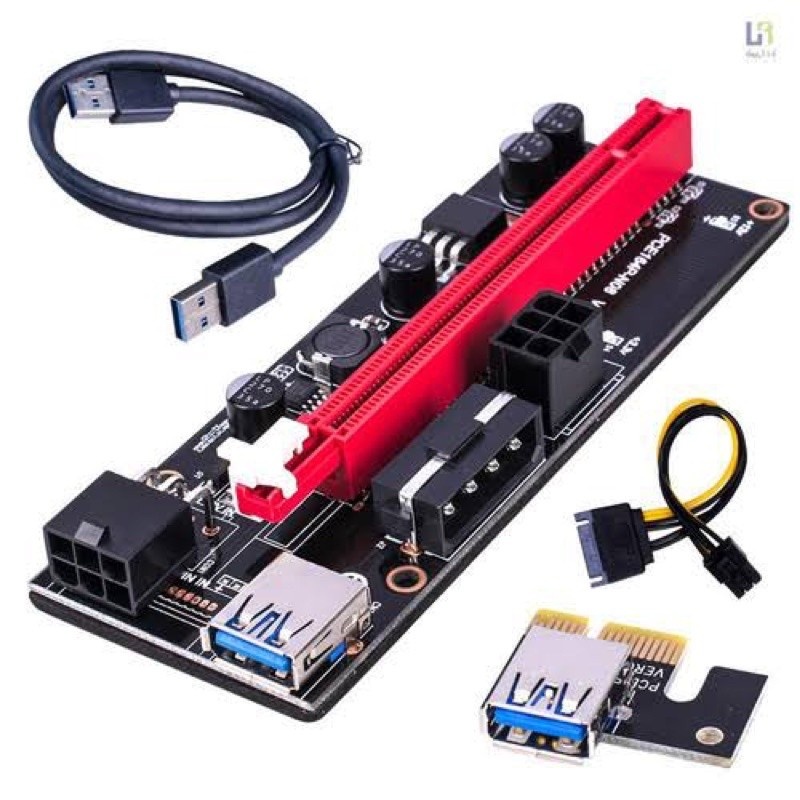 Jual PCI-E RISER EXTENDER CARD 4 Kapasitor VER 009S BLACK BOARD LED ...