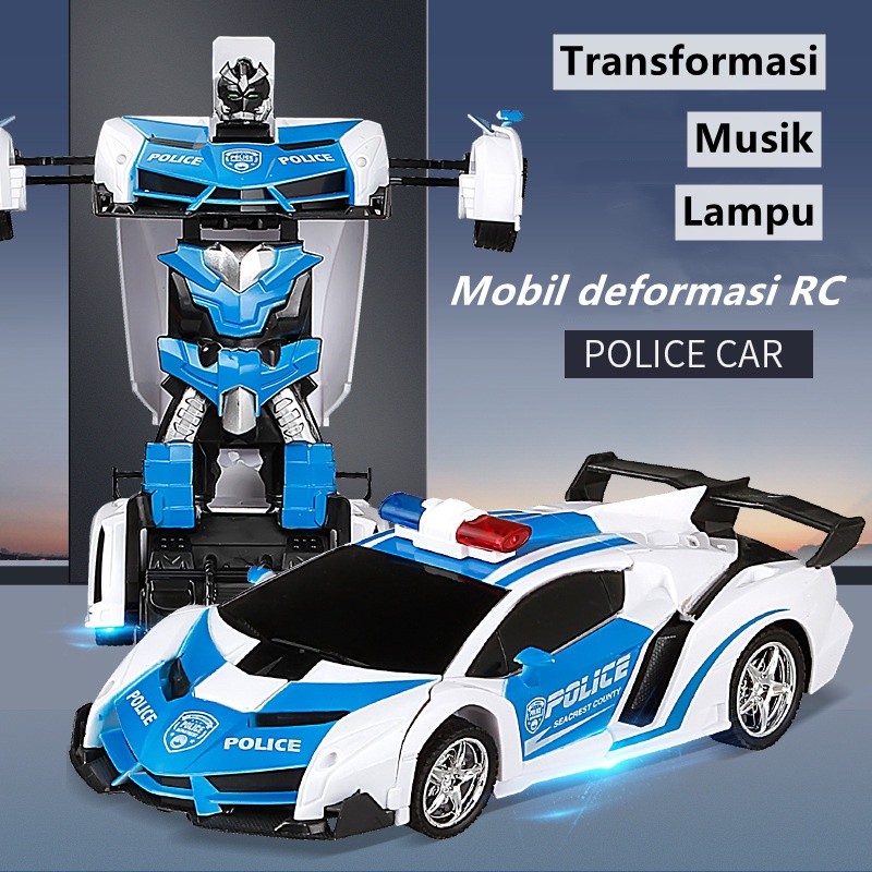 Jual Mainan Mobil Transformasi Robot Polisi 2 in 1 Remote Control ...