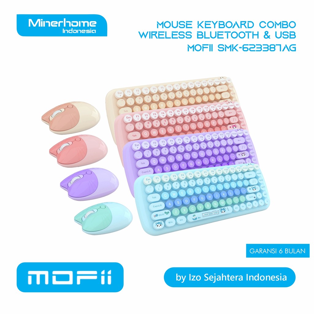 Jual MOFii Retro Multicolor Wireless Keyboard Mouse Combo USB Interface ...