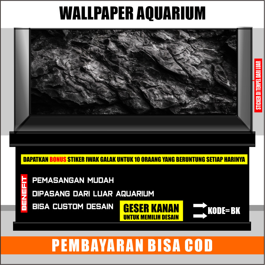 Jual stiker background aquarium 3d timbul custome jumbo kaca akrilik ...