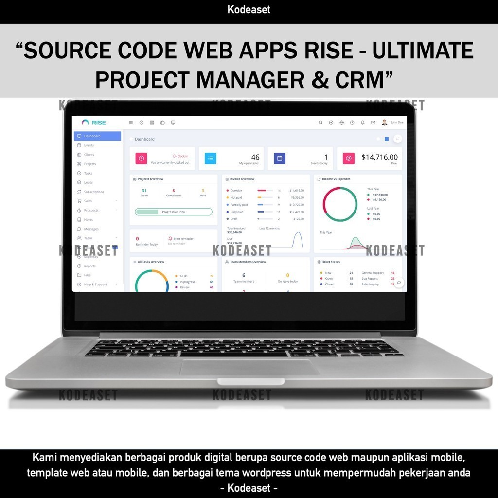 Jual SOURCE CODE APLIKASI WEB RISE - ULTIMATE PROJECT MANAGER & CRM D18 KODEASET | Shopee Indonesia