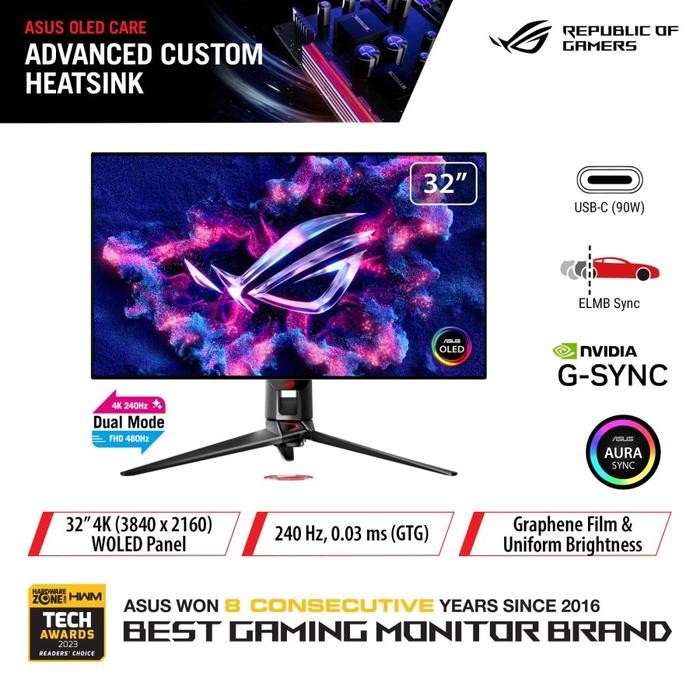 Jual ASUS ROG Swift OLED PG32UCDP | 32 Inch Dual Mode 4K 240Hz or FHD 480Hz QD-OLED 240Hz 0.03ms ...