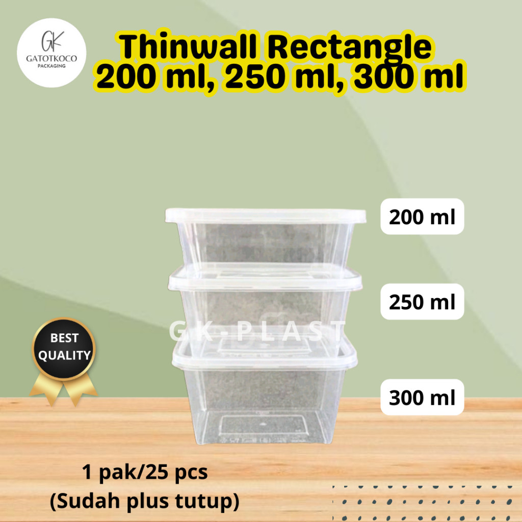 Jual (25 pcs) Thinwall 200ml 250ml 300ml Rectangle/ thinwall persegi/dessert box | Shopee Indonesia