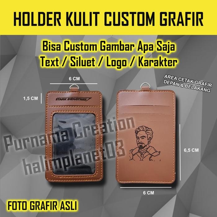 Jual ID Card Holder Grafir BUMN Holder Kulit Name Tag Custom PLN Telkom ...