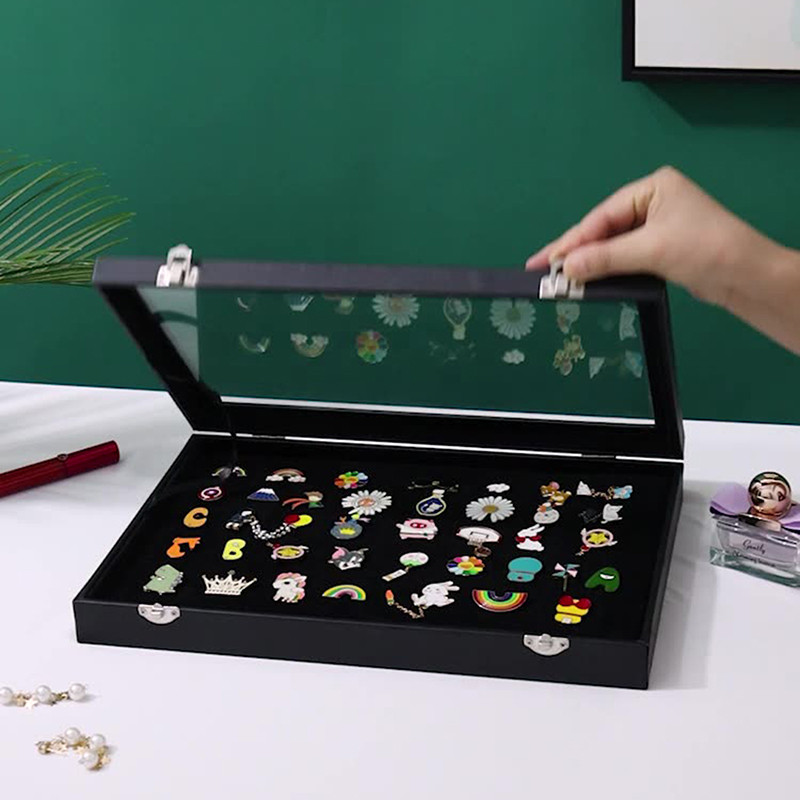 Jual Pin Medal Display Case Badge Storage Box Transparent Dustproof Pin ...