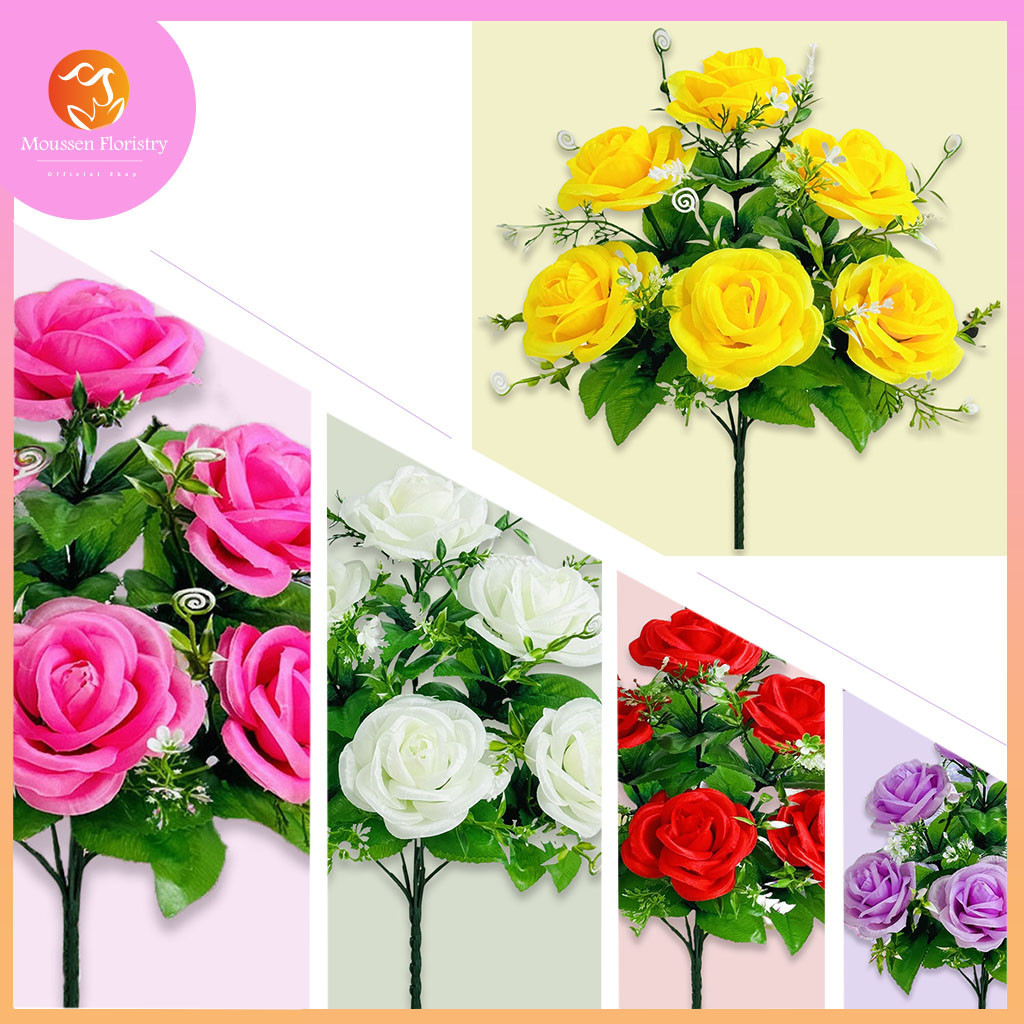 Jual Buket Bunga Tiruan Isi 6 Kuntum Dekorasi Bunga Mawar Hiasan Meja ...