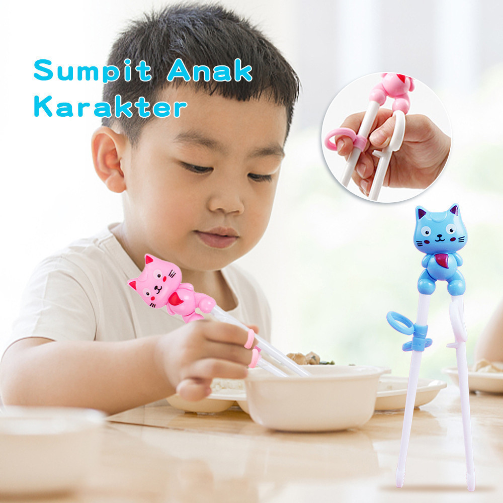Jual Sumpit Anak Bayi Balita Belajar Makan Training Chopstick Karakter ...