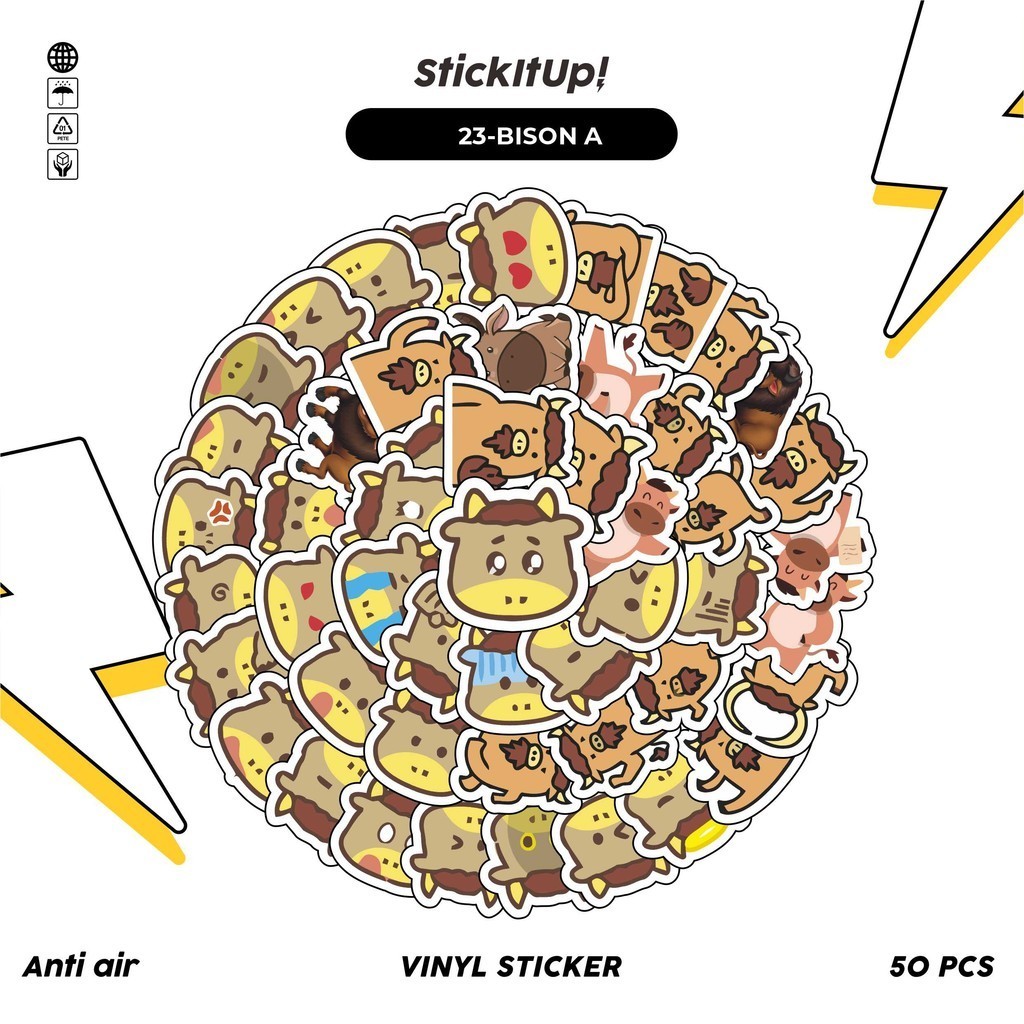 Jual COD 50 Pcs Stiker Pack Graffiti Motif Kartun Hewan Bison Lucu Lucu ...