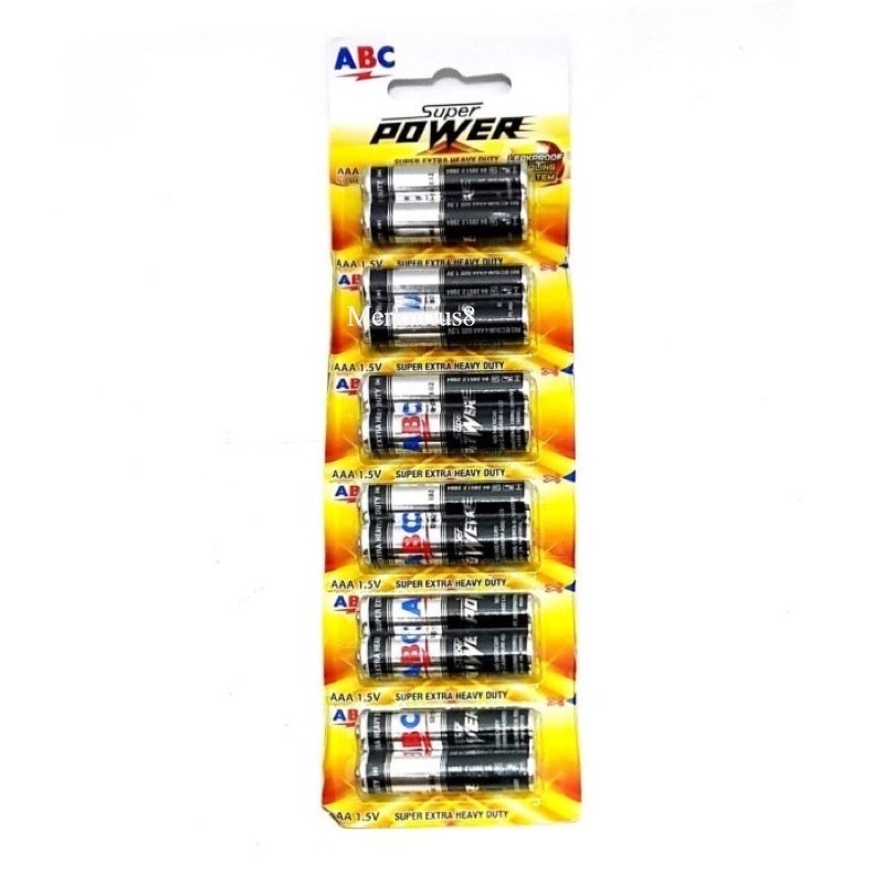 Jual Baterai ABC SUPER POWER AAA/A3 1,5 Volt (@ 1 renceng) 6 Set ...