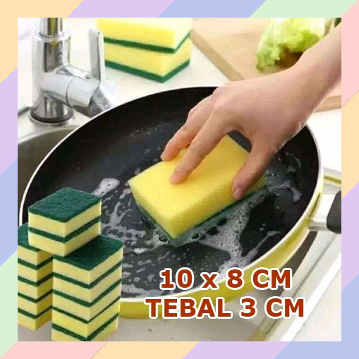 Jual HW06 Spons Cuci Piring MURAH Sponge Spon Kuning Hijau Wajan Panci ...