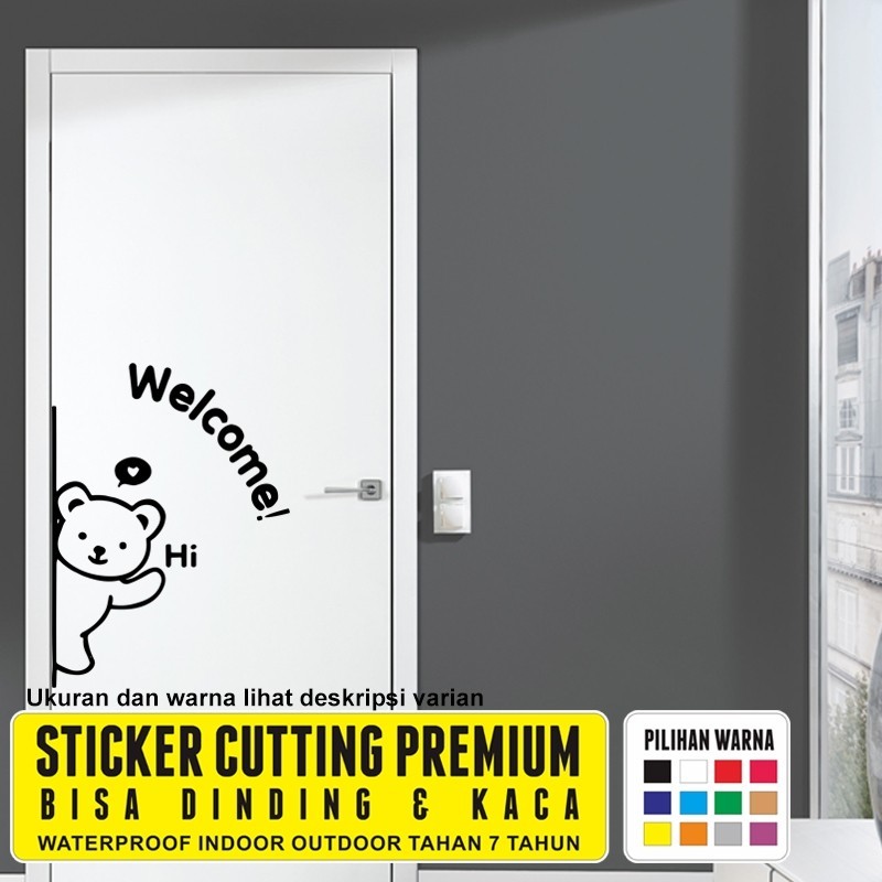 Jual Cutting Sticker Dinding Pintu dan Kaca Welcome Bear Lucu | Shopee ...