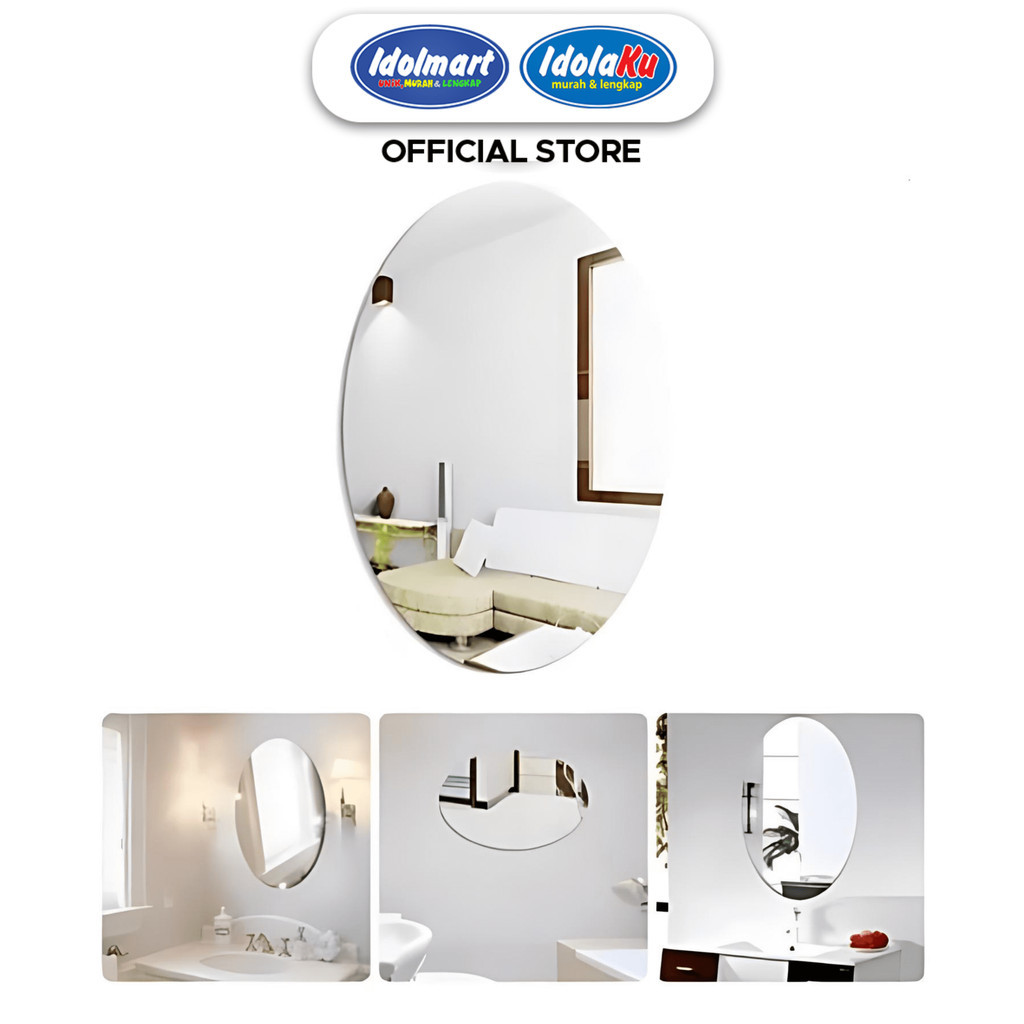 Jual IDOLAKU Cermin Anti Pecah Sticker Cermin Oval Persegi Cermin Kamar ...