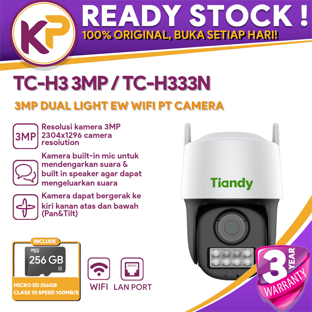 Jual TIANDY TC-H3 3MP / TC-H333N 2K WIFI DUAL LIGHT EW PAN TILT OUTDOOR ...