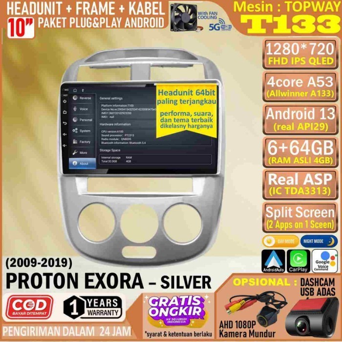 Jual Paket Headunit Android 10 inch + Frame + Soket PNP Proton Exora ...
