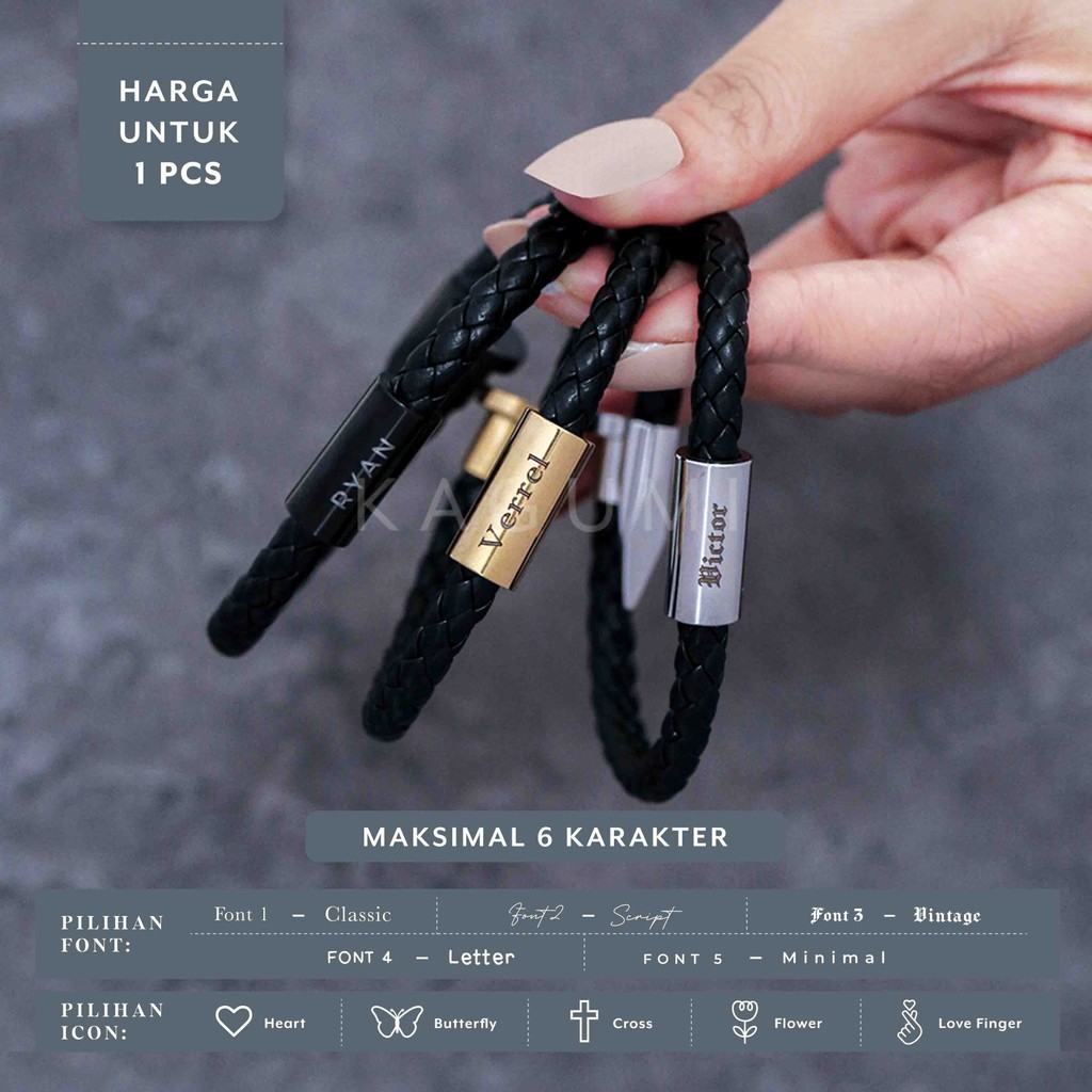 Jual KAGUMI Initial - Ryder Bracelet | Gelang Magnet Hitam Custom ...