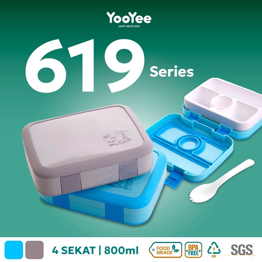 Jual MY75V Yooyee 619 Kotak Makan Anti Nyampur 4 sekat | Shopee Indonesia