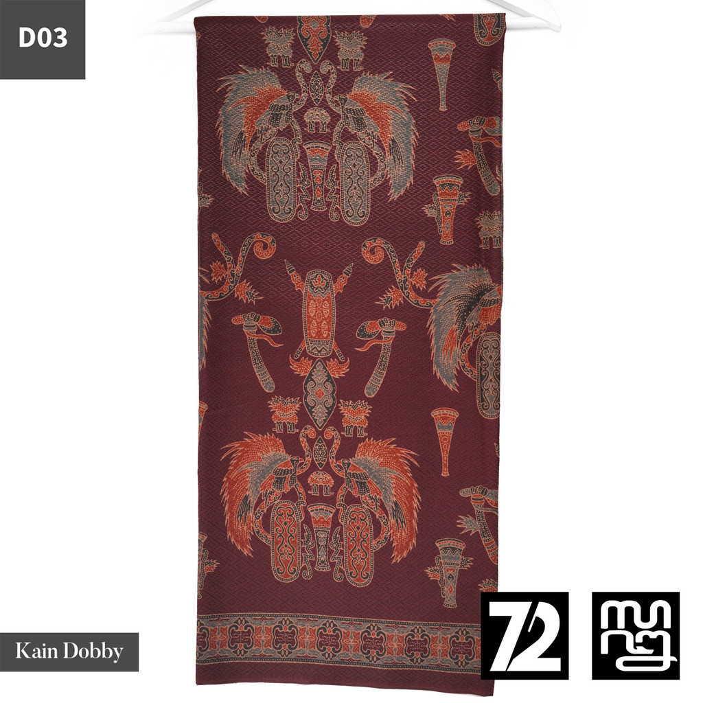 Jual KAIN BATIK PREMIUM Bahan Dobby Warna Burgundy Merah Motif adat ...
