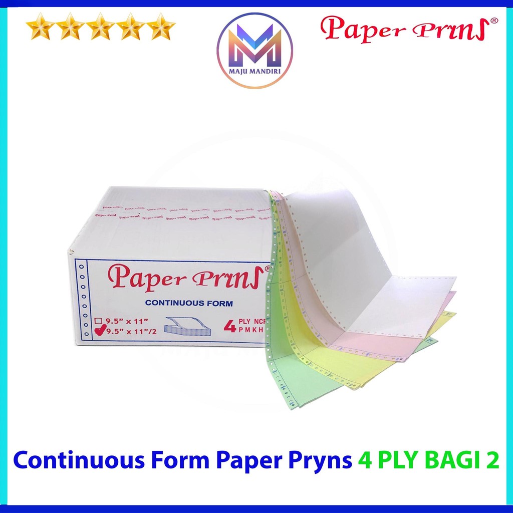 Jual Kertas Continuous Form 4 Ply Bagi 2 Paperpryns / Ukuran 9,5x11/2 ...