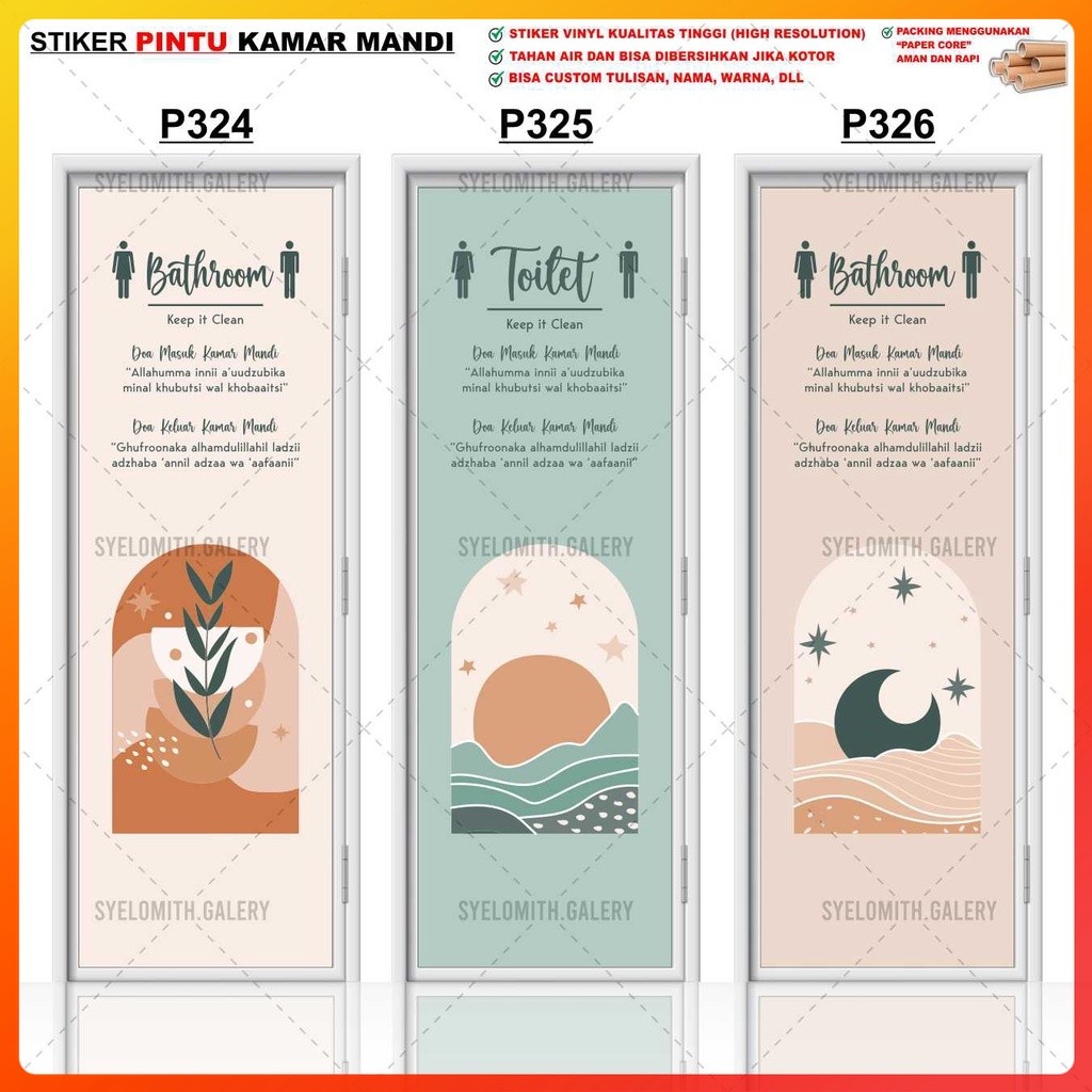 Jual Stiker Pintu Kamar Mandi Estetik Terbaru - Sticker Bathroom ...
