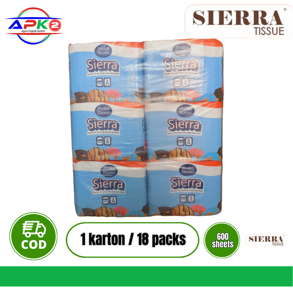 Jual Sierra Tissue 600 Sheets 1 Karton (18 Pcs) - Facial Tissue / Tisu ...