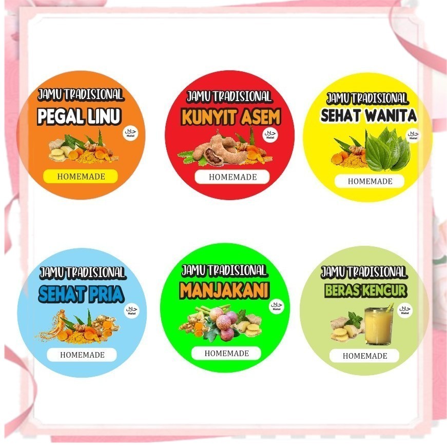 Jual ( isi 40pcs) AENPRINT - Stiker jamu bulat minuman jamu jamu herbal ...