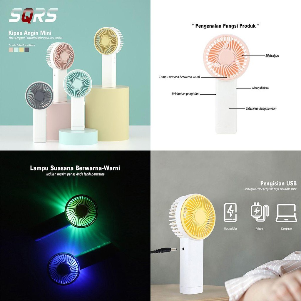 Jual (GAS) Kipas Angin Mini USB Portable Warna Pastel NO 1 | Shopee ...