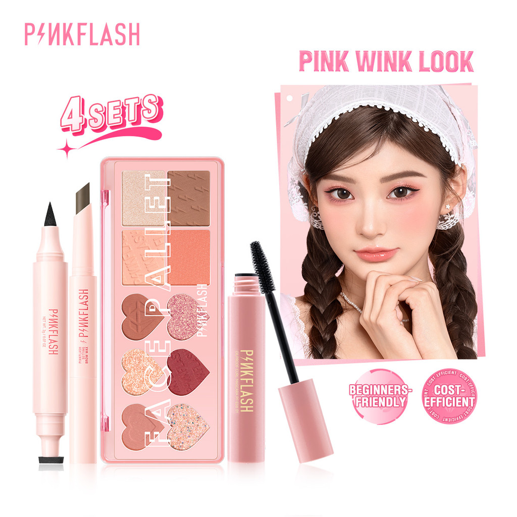Jual PINKFLASH Makeup Set 4pcs/Set Pink Wink Look Set Eyeshadow + 2-in ...