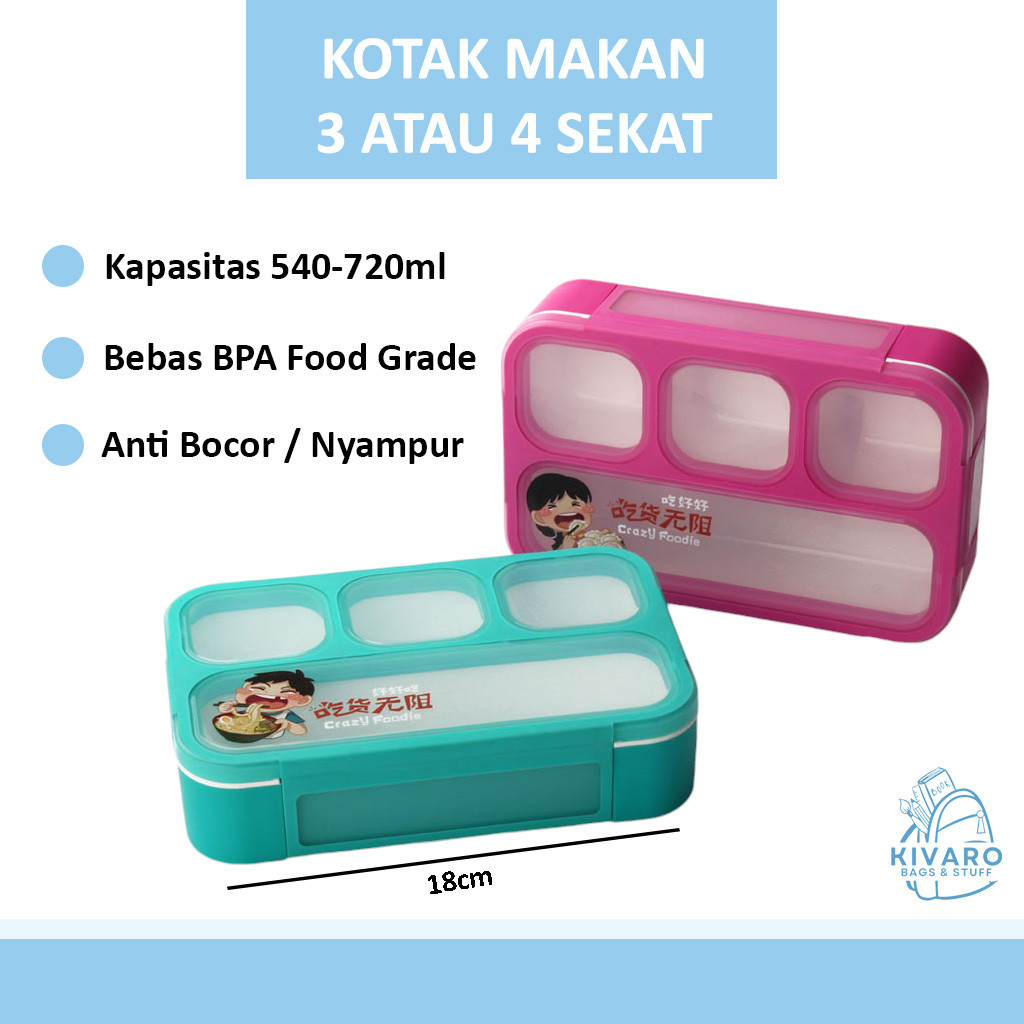 Jual Yooyee Kotak Bekal Makan Mini 530ml Anak 3 & 4 Sekat BPA FREE - 605 Kivaro | Shopee Indonesia