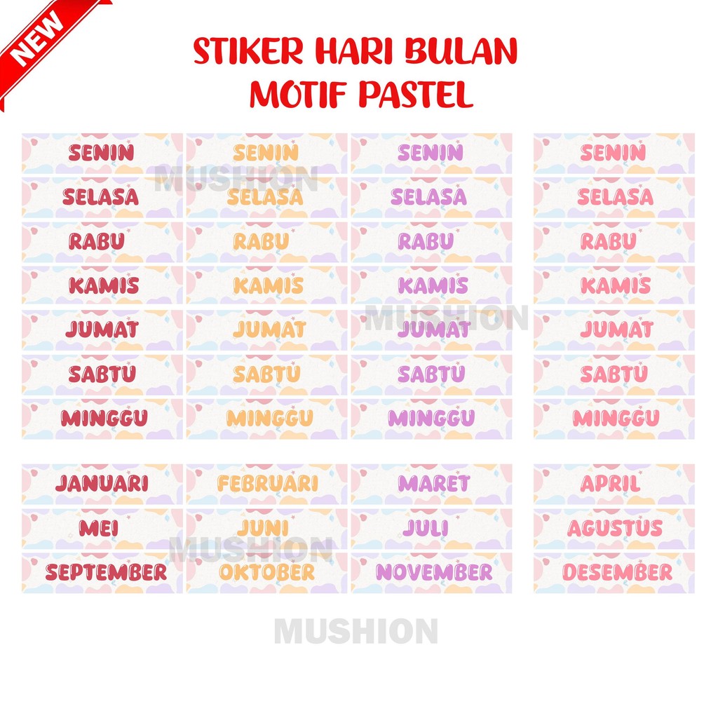 Jual [BISA COD] stiker hari dan bulan motif dompet budgeting disiplin ...