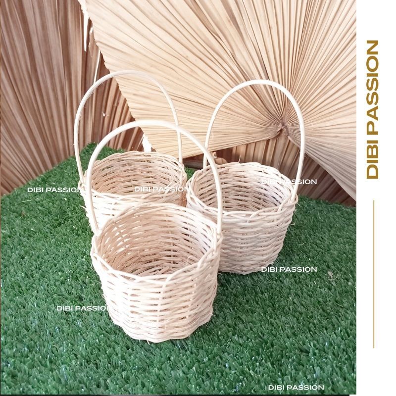 Jual KOROTA KERANJANG ROTAN MINI TANGKAI DIAMETER 8 CM | Shopee Indonesia