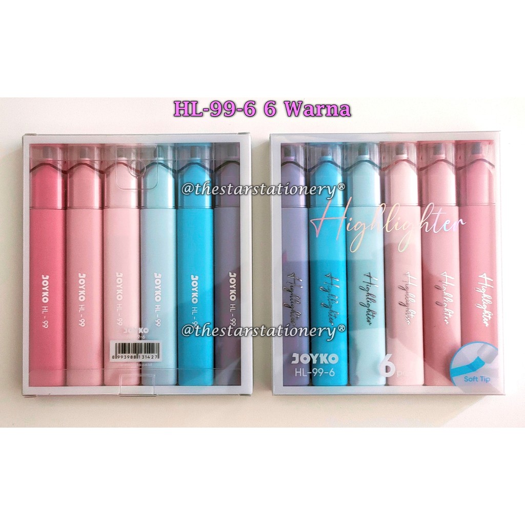 Jual (1 Set/6 Warna) GROSIR Highlighter Joyko HL-99-6 6 Warna / Penanda ...