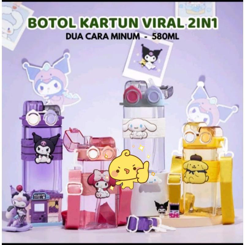 Jual BOTOL SANRIO KOTAK 2 SISI / BOTOL MINUM ANAK SANRIO 580ML / BOTOL ...