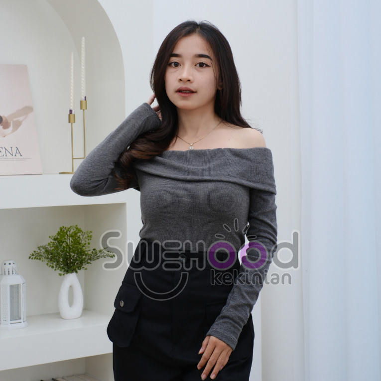 Jual Geraldine Crop Top Blouse Premium Wanita Kekinian Outfit Ootd ...